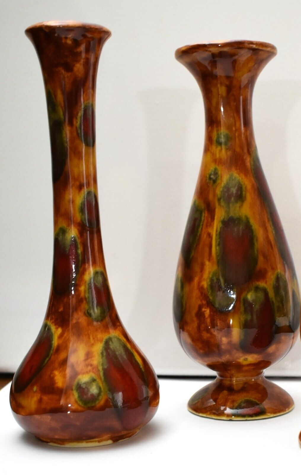 Midcentury 1960s Art Pottery Rust Orange Brown Red Gold Drip Flame Vase ...