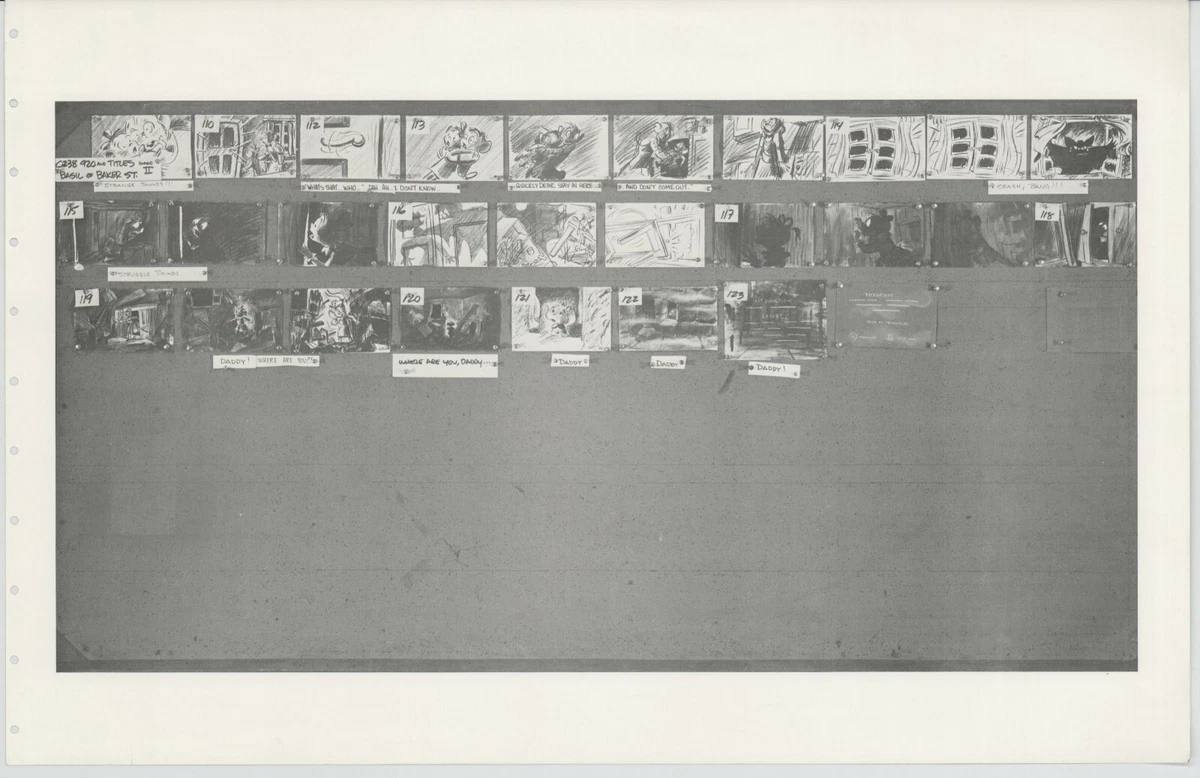 Great Mouse Detective Walt Disney Production Animation Storyboard Sheet ...
