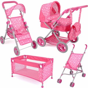 Kids Pushchair Deluxe Buggy Childrens Baby Pram Doll Cot Stroller Great ...