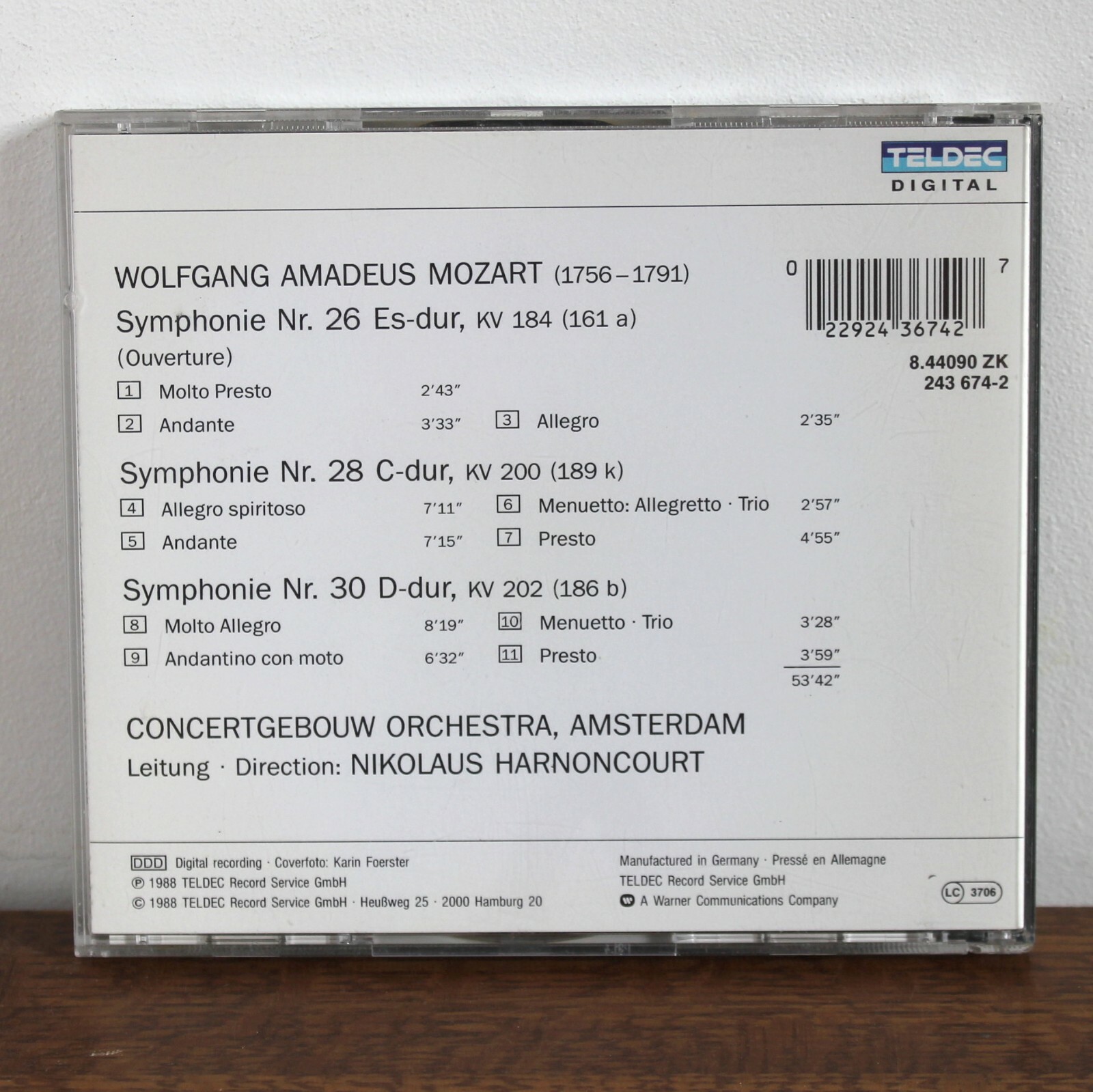 MOZART Symphonie Nr. 26 28 et 30 - Nikolaus Harnoncourt - Teldec – 8. ...