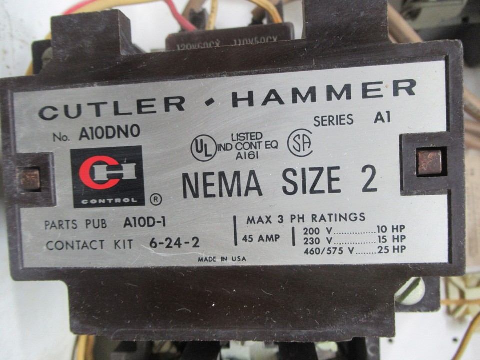 CUTLER HAMMER MOTOR CONTROL BUCKET 17" NEMA SIZE 2 STARTER A10DN0 35 ...