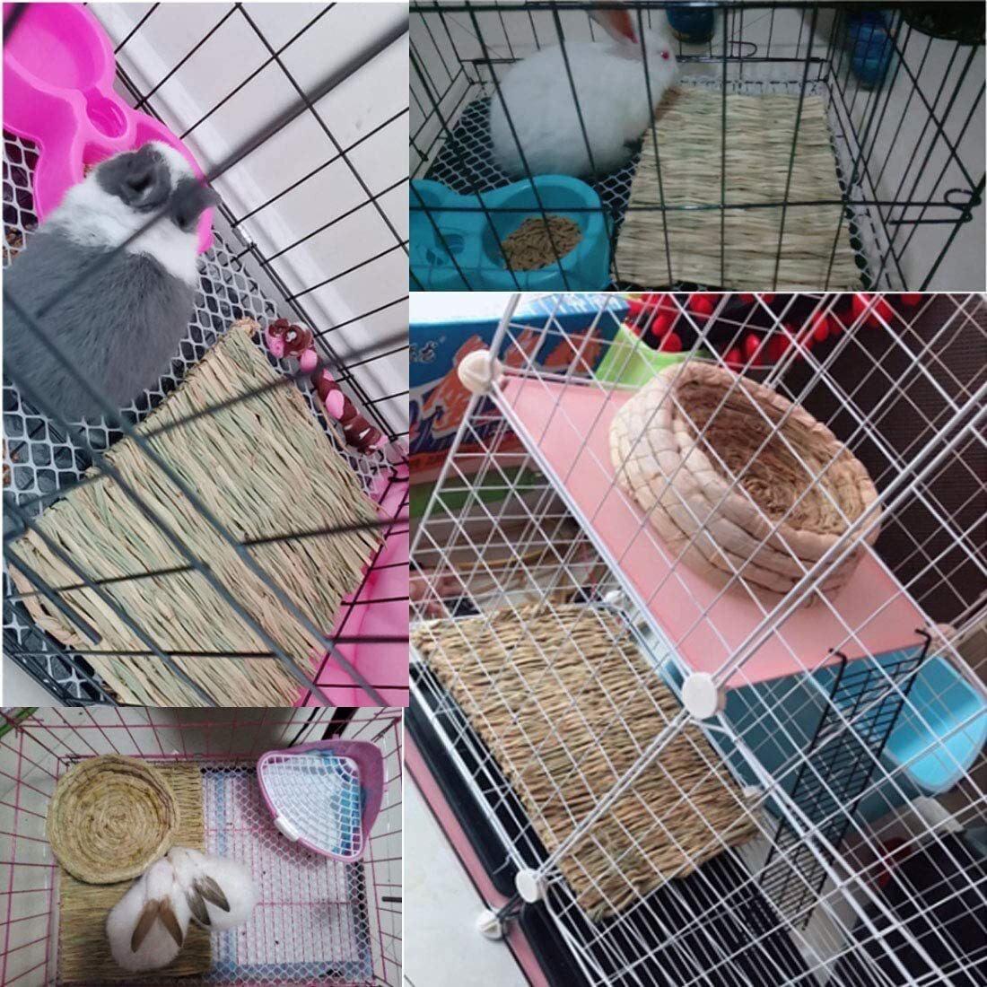 5/10x Grass Mat Woven Pet Bed Hamster Rabbit Small Animal Bunny Bedding ...