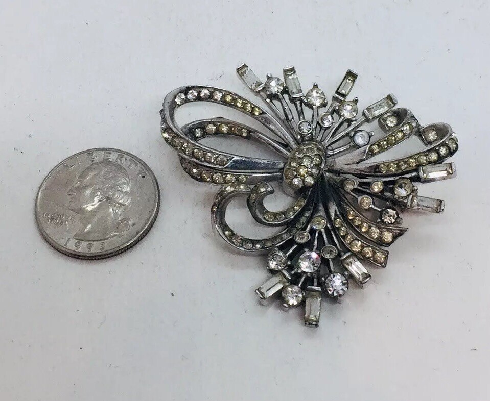 Marcel Boucher Vintage Rhodium Plated Rhinestone Spray Brooch Pin | eBay