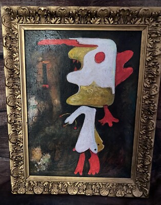 Original Miro Oil Painting Rooster Signed Abstract Intersex Chicken ...