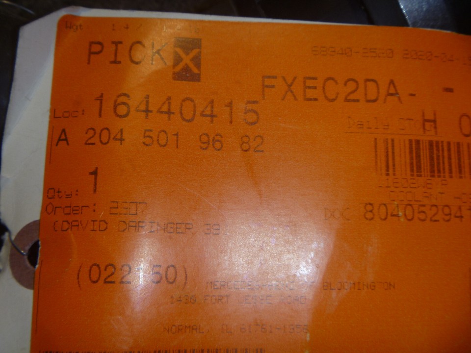 2012-2015 Mercedes Benz C250 Radiator Coolant Hose 204-501-96-82 OEM ...