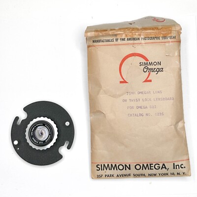 Simmon Omega 75mm f4.5 Rodenstock-Omegar Enlarging Lens / Holder ...