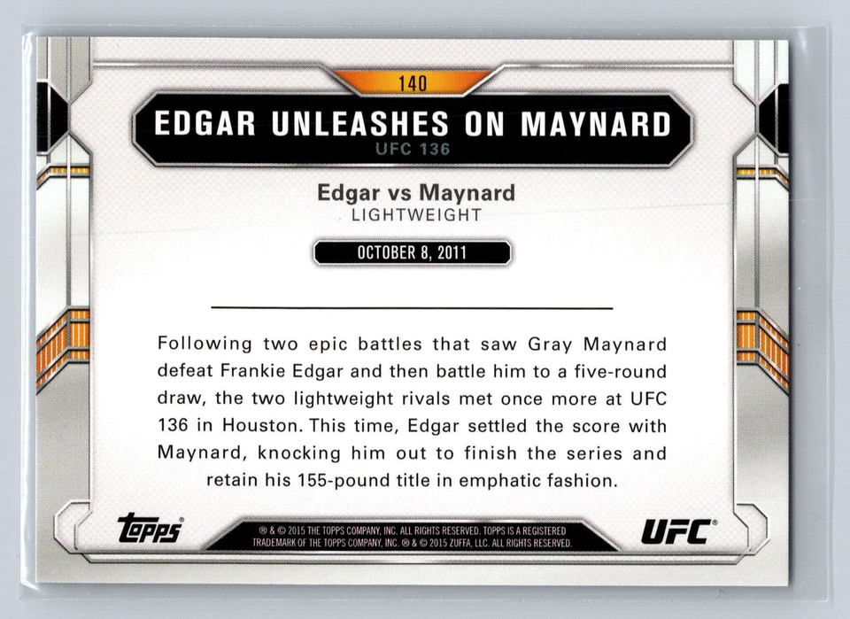 Frankie Edgar vs Maynard - 2015 Topps UFC Chronicles Base Card #140 | eBay