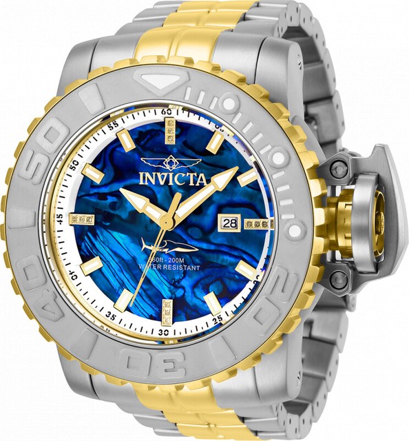 Invicta Mens 70MM Sea Hunter Automatic Diamond Accented Khaki SS ...