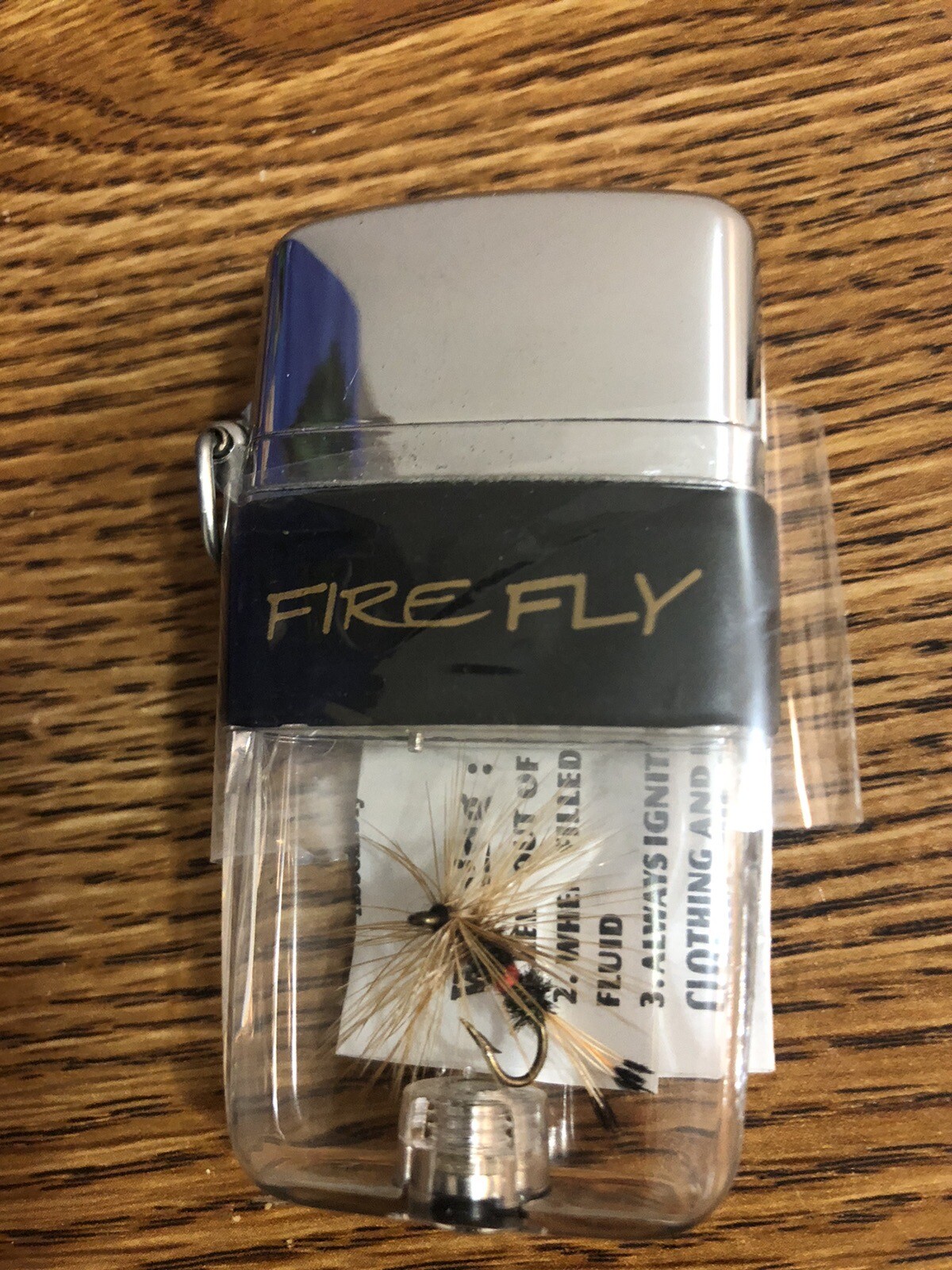 Unique Vtg Fire Fly Flip Top Pocket Lighter. Yellow Fishing Lure, Clear ...