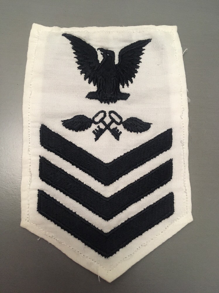 White US NAVY Aviation Storekeeper FIRST CLASS Patch Chevron three bars ...