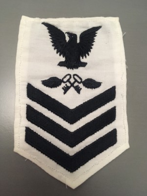 White US NAVY Aviation Storekeeper FIRST CLASS Patch Chevron three bars ...