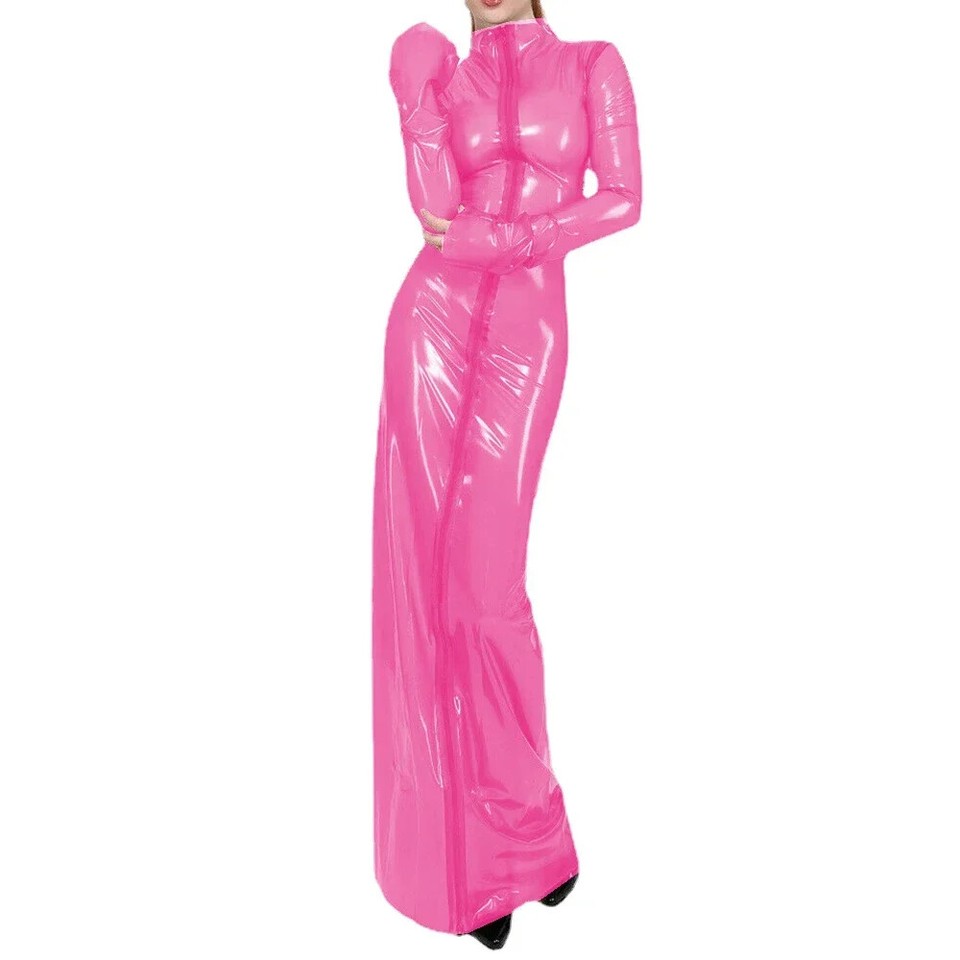 Fetish Clear PVC Plastic Long Sleeve Pencil Dress See-Through Hobble Dresses | eBay