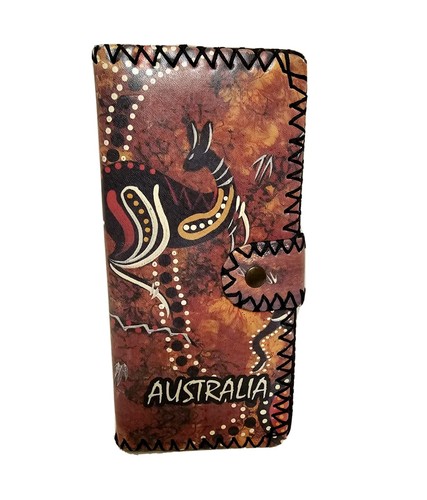 Wallet Australia Faux Leather Wallet Native Art Stitched Edge Snaps 7.5 ...