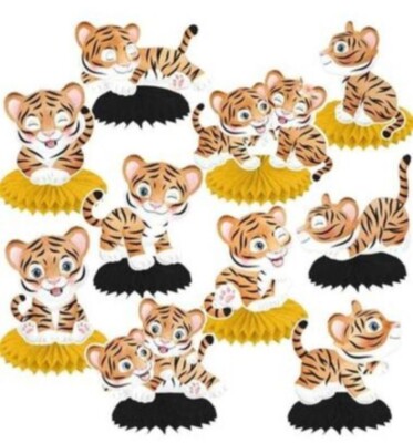 10 Orange & Black Tiger Table Top Centerpieces Safari Birthday ...