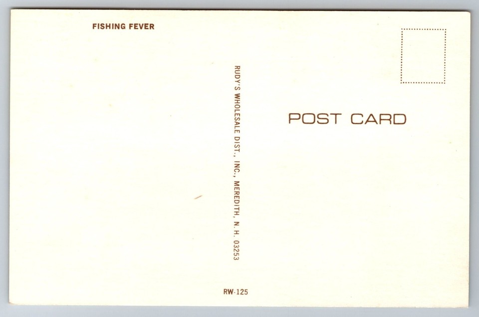 Warning Fishing Fever Vtg Postcard c1960 Humor Drawing Cartoon | eBay