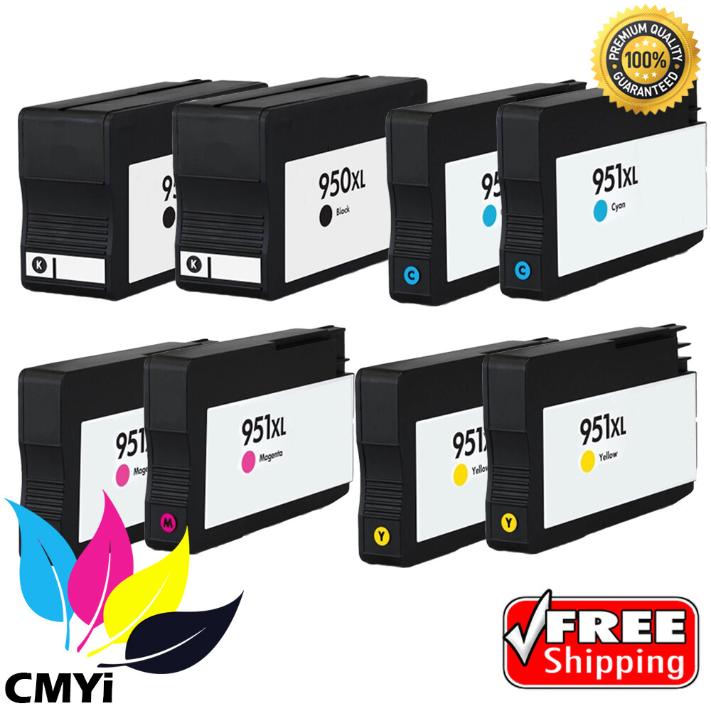 8 PK Replacement HP 950XL 951XL Ink Cartridges 2 BK 2 CMY Cartridge ...