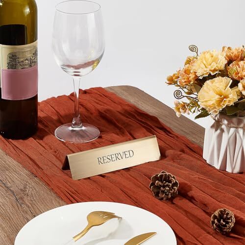 6Pcs Reserved Table Signs Stainless Steel Table Top Reserved Sign Gold ...