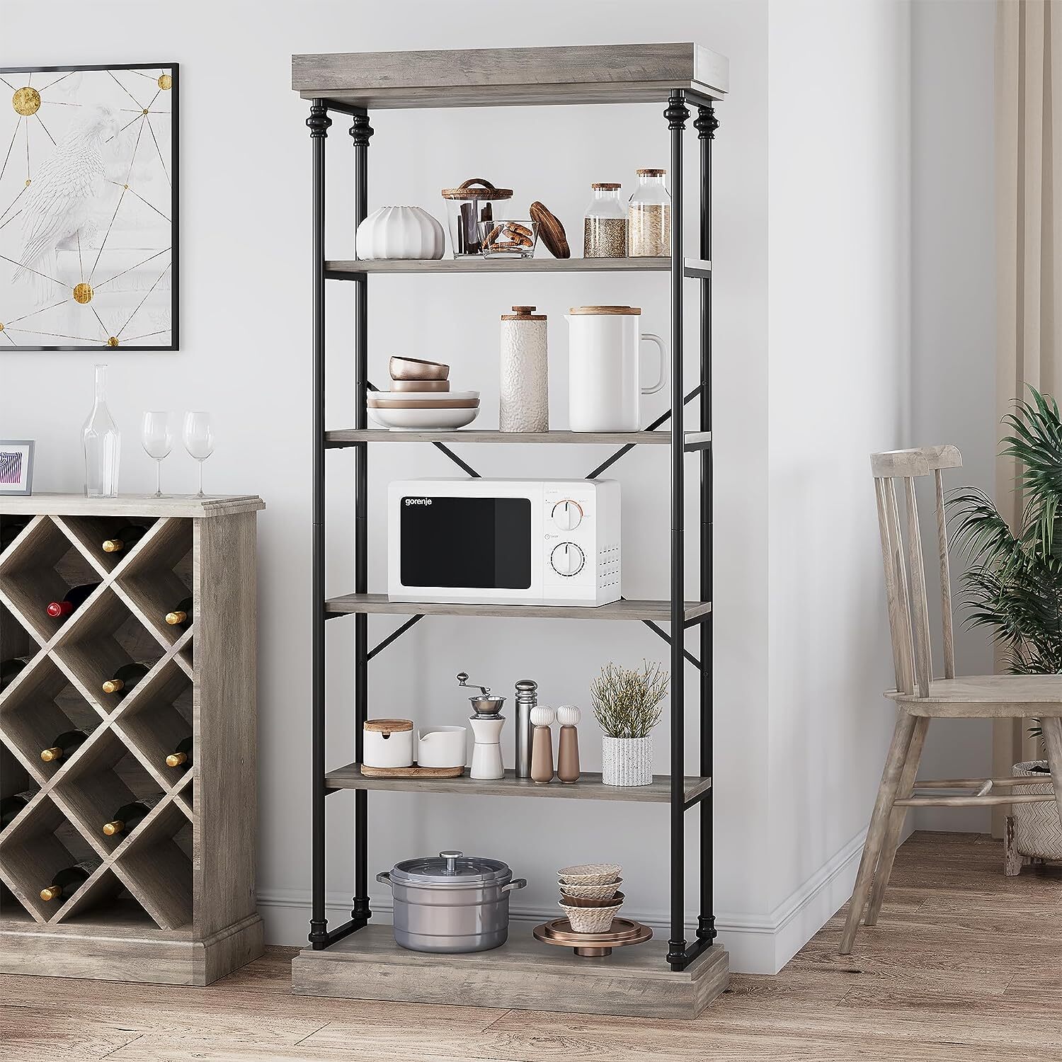 6-Tier Tall Standing Bookshelves Open Storage Display Rack for Home ...