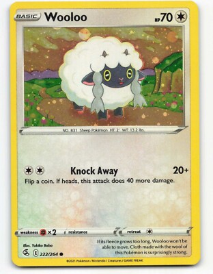 2021 Pokemon, Fusion Strike, #222/264 Wooloo, Cosmos Holo Common | eBay