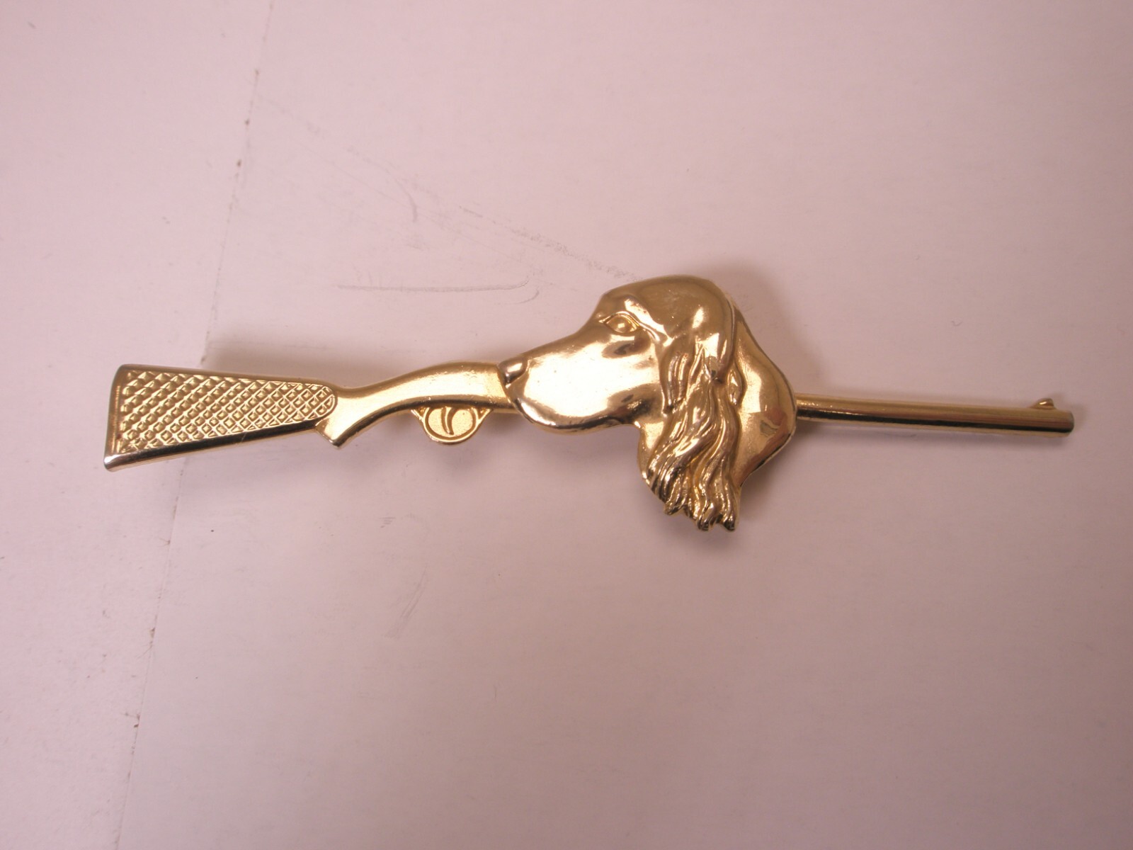Bird Dog Shotgun Rifle Vintage STRATTON LARGE Tie Bar… - Gem