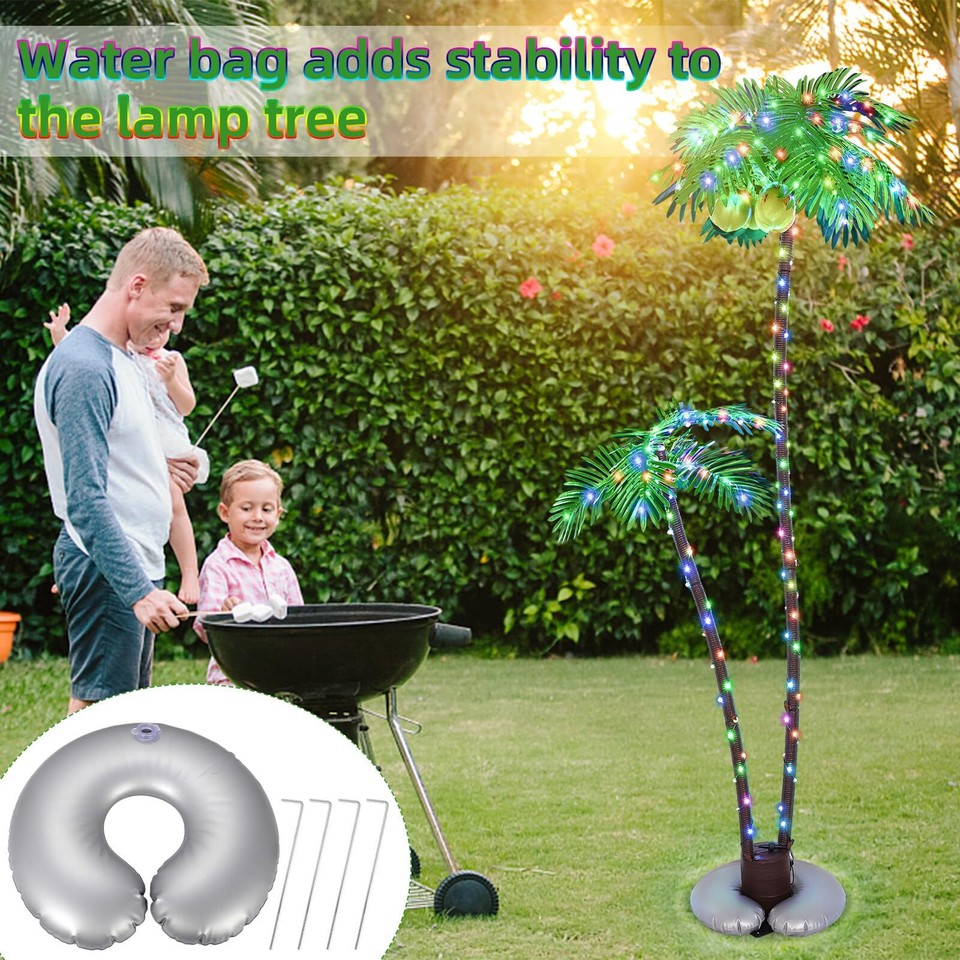 7FT Palm Tree, 248 LED Artificial Light Up Tall Palm Tree Remote ...