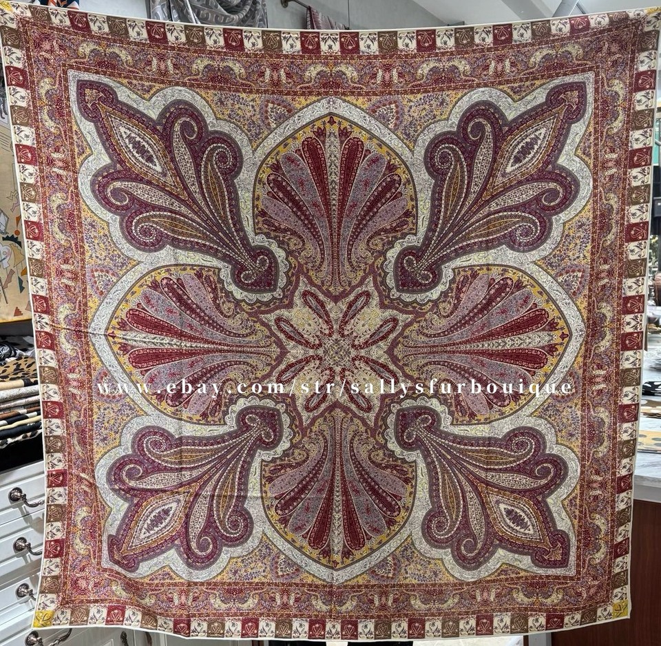 Sallys 70% Cashmere & 30% Silk Wrap Scarf Paisley Print Double Face ...