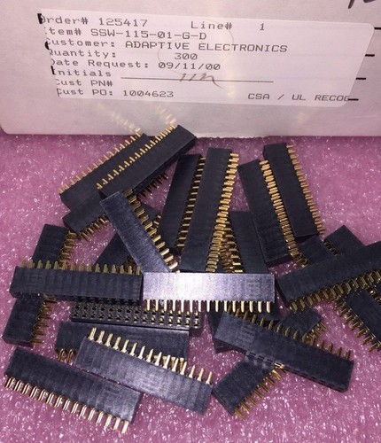 (8 PIECE LOT) SSW-115-01-G-D, SAMTEC, CONN RCPT .100" 30POS DUAL GOLD ...