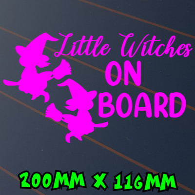 Little Witches On Board Sticker Car Decal Broomstick Baby Safe Sign ...