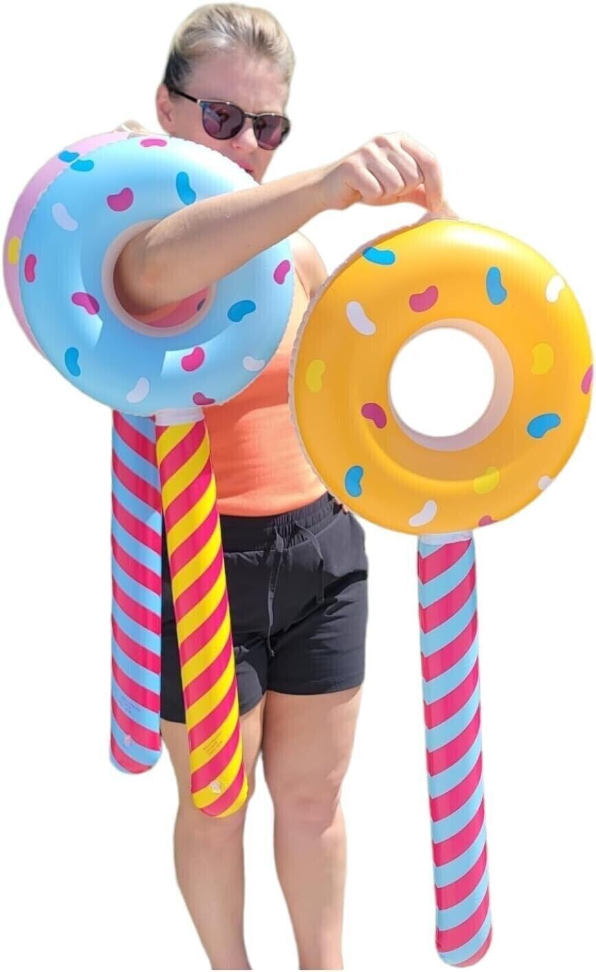 4 JUMBO ~ Inflatable Donut Lollipop Wonka CANDYLAND Inflate Pool Float ...