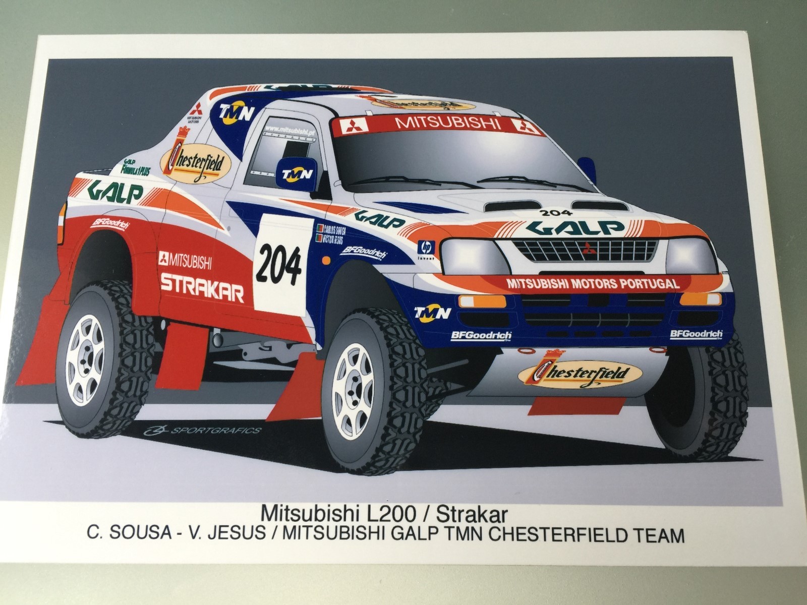 RARE PHOTO DOSSIER PRESSE MITSUBISHI L200 GALP SOUSA RALLY PARIS DAKAR ...
