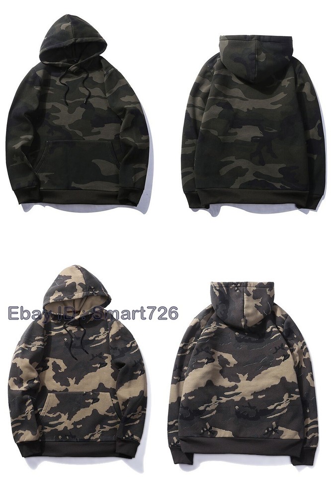 Men Hooded Cotton Camouflage Casual Jacket Parka Army Pullover Pocket ...