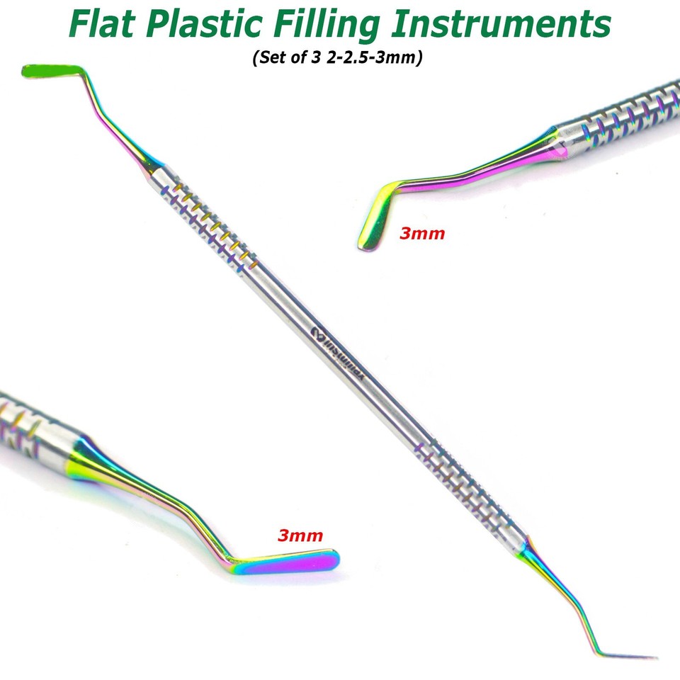 Dental Flat Plastic Composite Filling Instruments Titanium Coated Tips ...