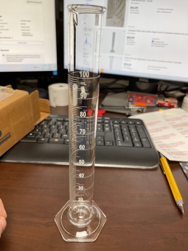 CORNING PYREX Glass 100mL Single Scale TD Graduated Cylinder 3024-100 ...