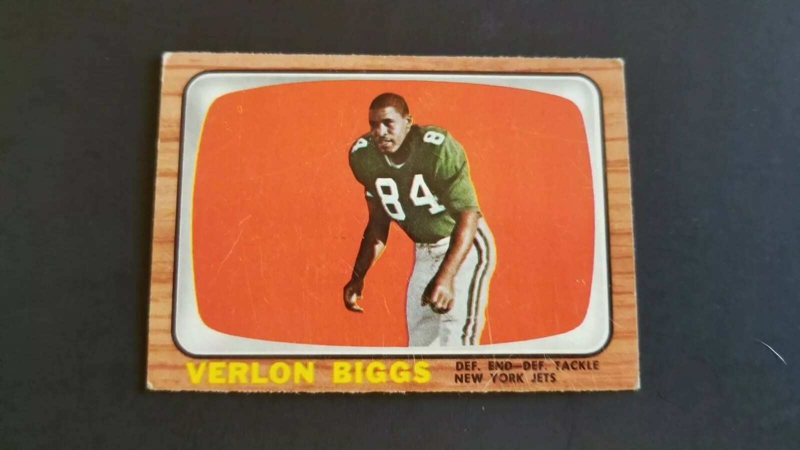 1966 #90 VERLON BIGGS NEW YORK JETS TOPPS ORIGINAL FOOTBALL CARD ...