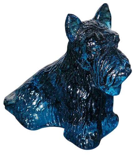 Boyd Scottie Dog Art Glass Blue Teal "Blue Flame" Duke Crystal, Vintage ...