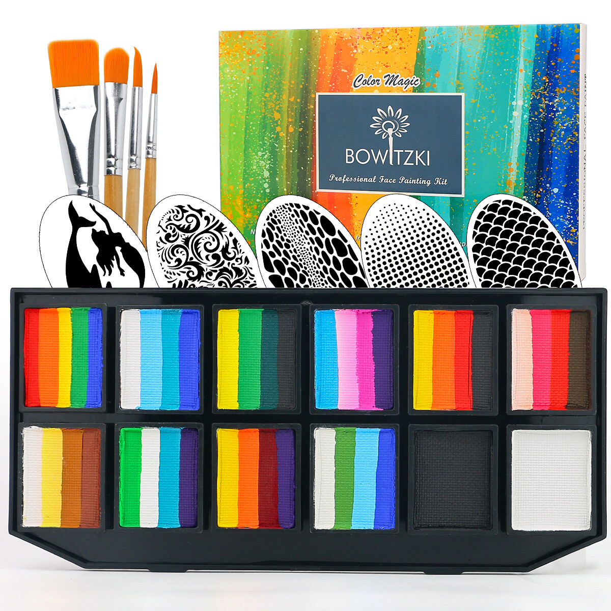 Bowitzki Professional Face Paint Kit Split Cake Face Painting Set ...