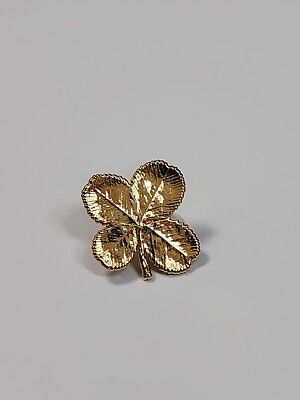 Genuine 4 Leaf Clover Shamrock Lapel Pin Gold Color Metal * | eBay
