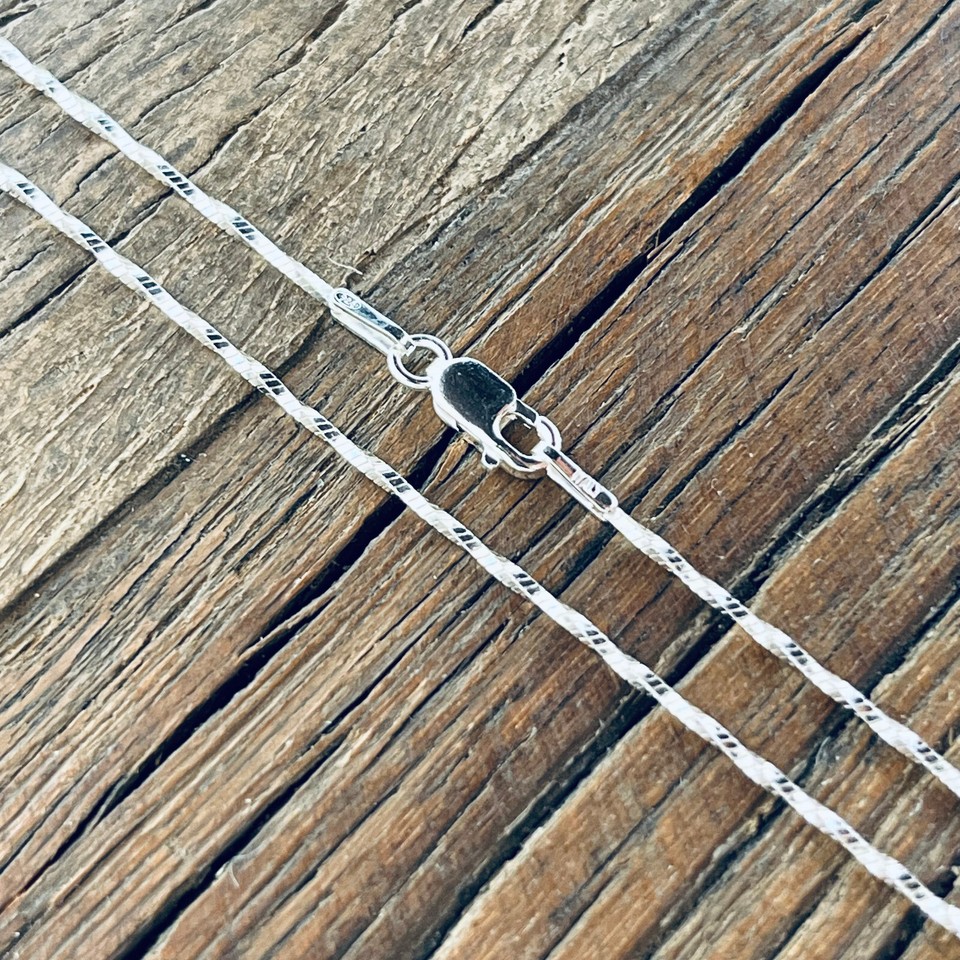 Real Solid 925 Sterling Silver Twisted Square Diamond Cut Snake Chain ...