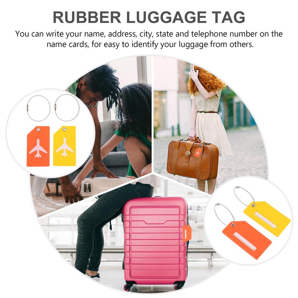2 Pcs Travel Accessories Luggage Label Tags Suitcases Rubber Checked ...