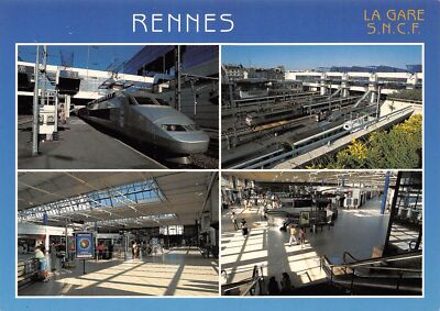 CARTE POSTALE 35000 RENNES TRAIN TGV Gare S.N.C.F. railway station ...