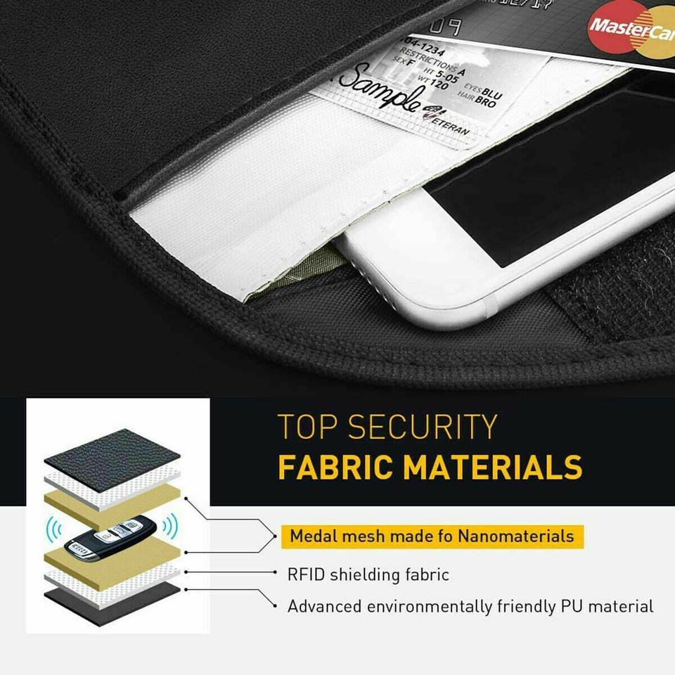 Large Faraday Bag RFID Signal Blocking Shielding Pouch Wallet for Phone ...