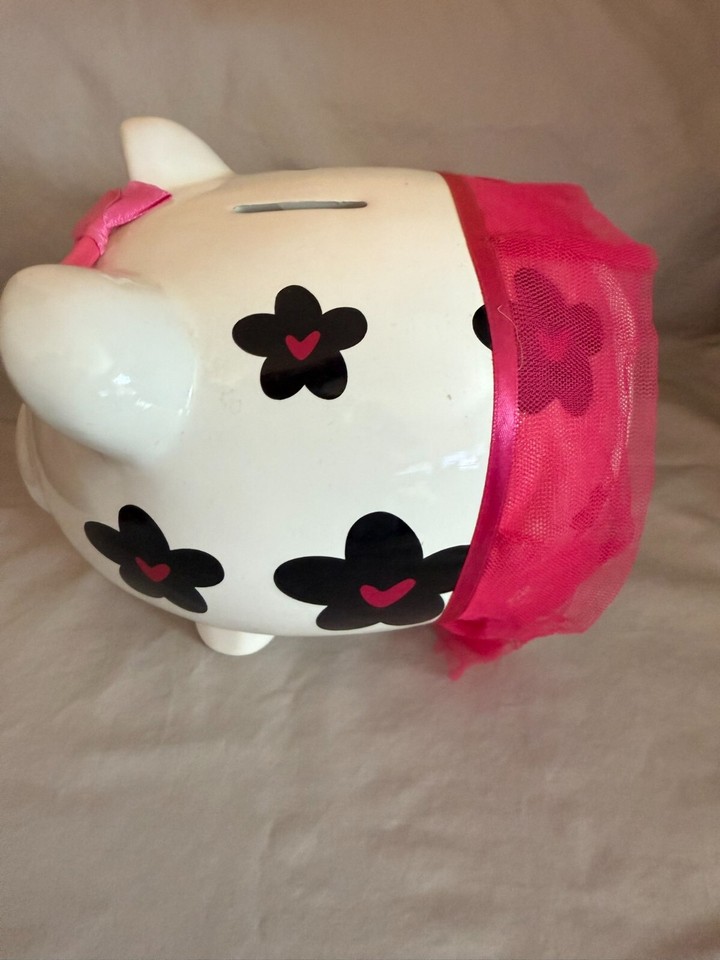 FAB Starpoint Piggy Bank Pink Tutu Ceramic Coin Bank Flower Piggy Bank ...