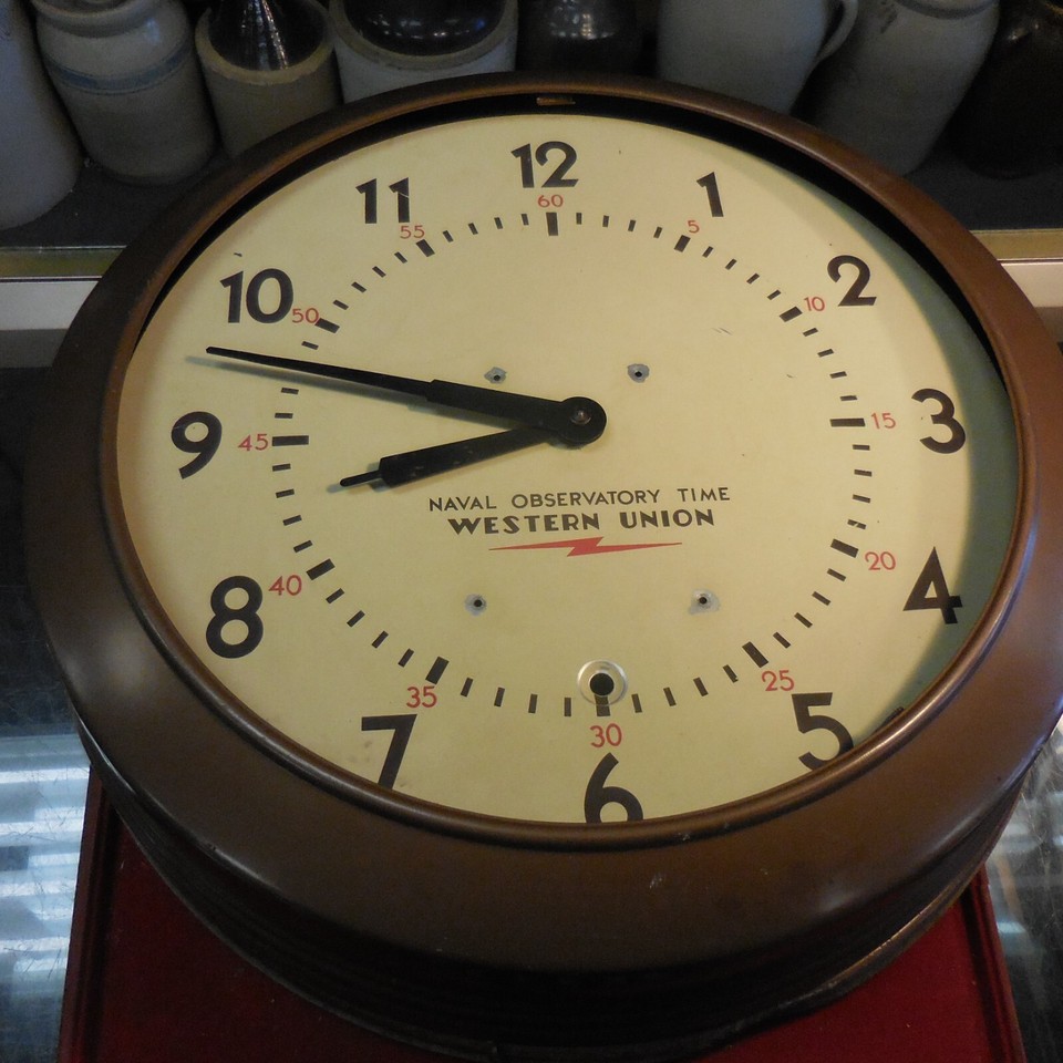20" Self Winding Clock Co. Naval Observatory Time Western Union Round ...