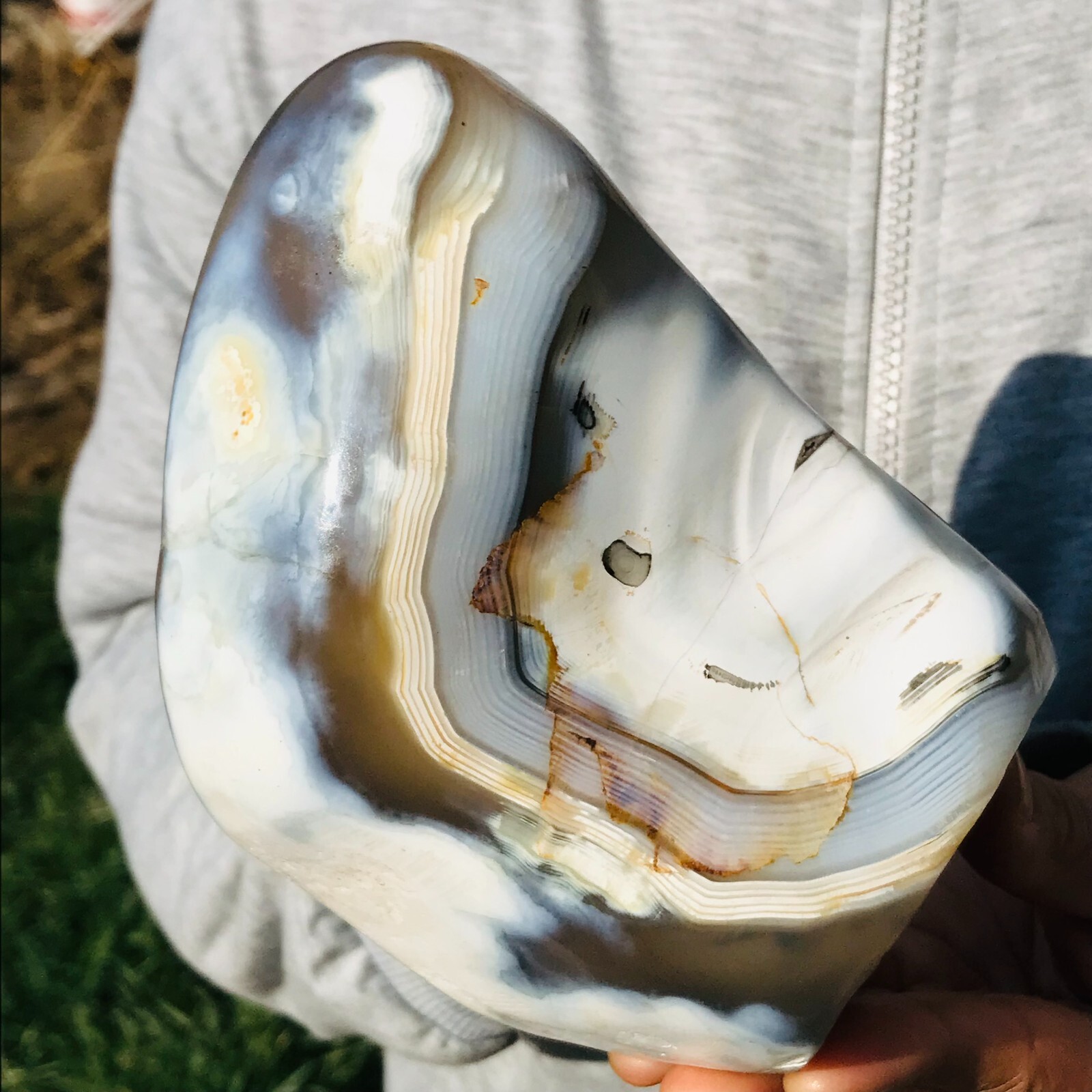 1445g Large Natural Orca Agate Quartz Crystal Ornaments Display ...