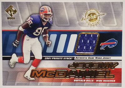 Jeremy McDaniel 2001 Private Stock Game Worn Bills Jersey Football Card ...