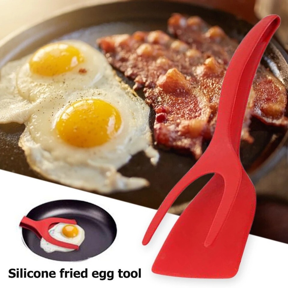 Non Stick Grip Flip Tongs Spatula Bread Toast Fried Egg Pancake in ...