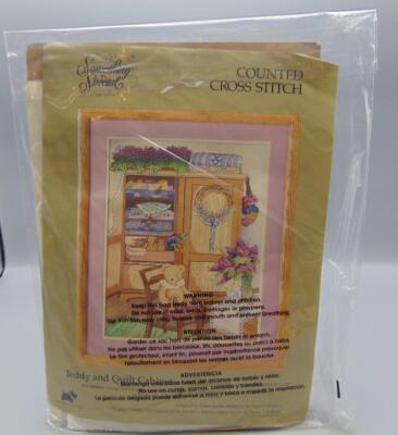 Teddy and Quilt Cabinet by Candamar Counted Cross Stitch Kit Debra ...