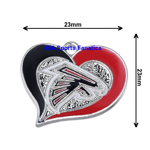 NFL Atlanta Falcons Heart Swirl Logo Pendant Necklace On A 925 Snake ...