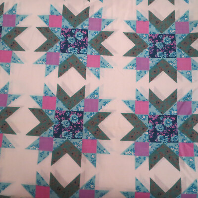2 1/4 yard Cheater Quilt Cotton Fabric Teal Pink Craft Material #4315 ...