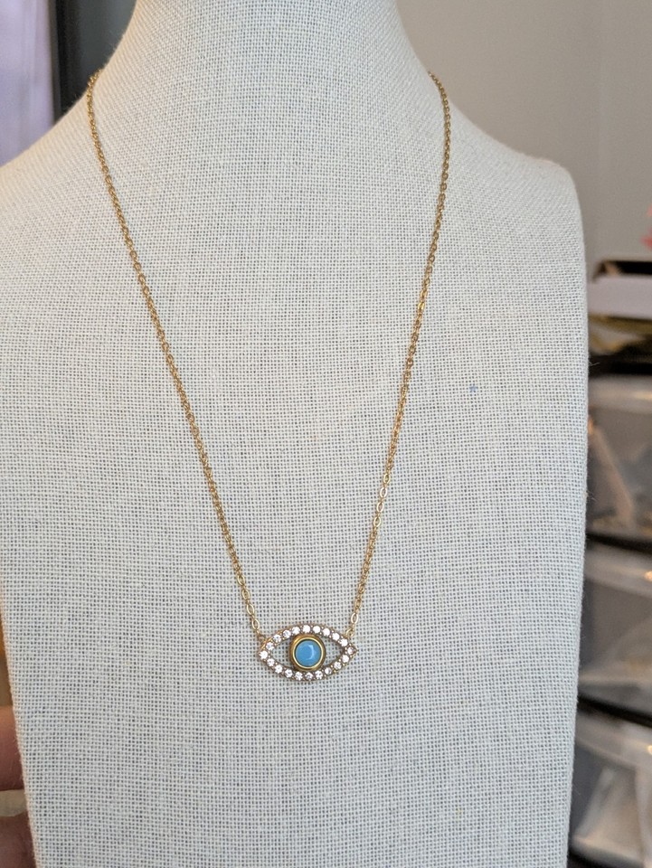 Gold Plated Evil Eye Necklace, Pendant, Evil Eye Jewellery, Nazar Evil ...